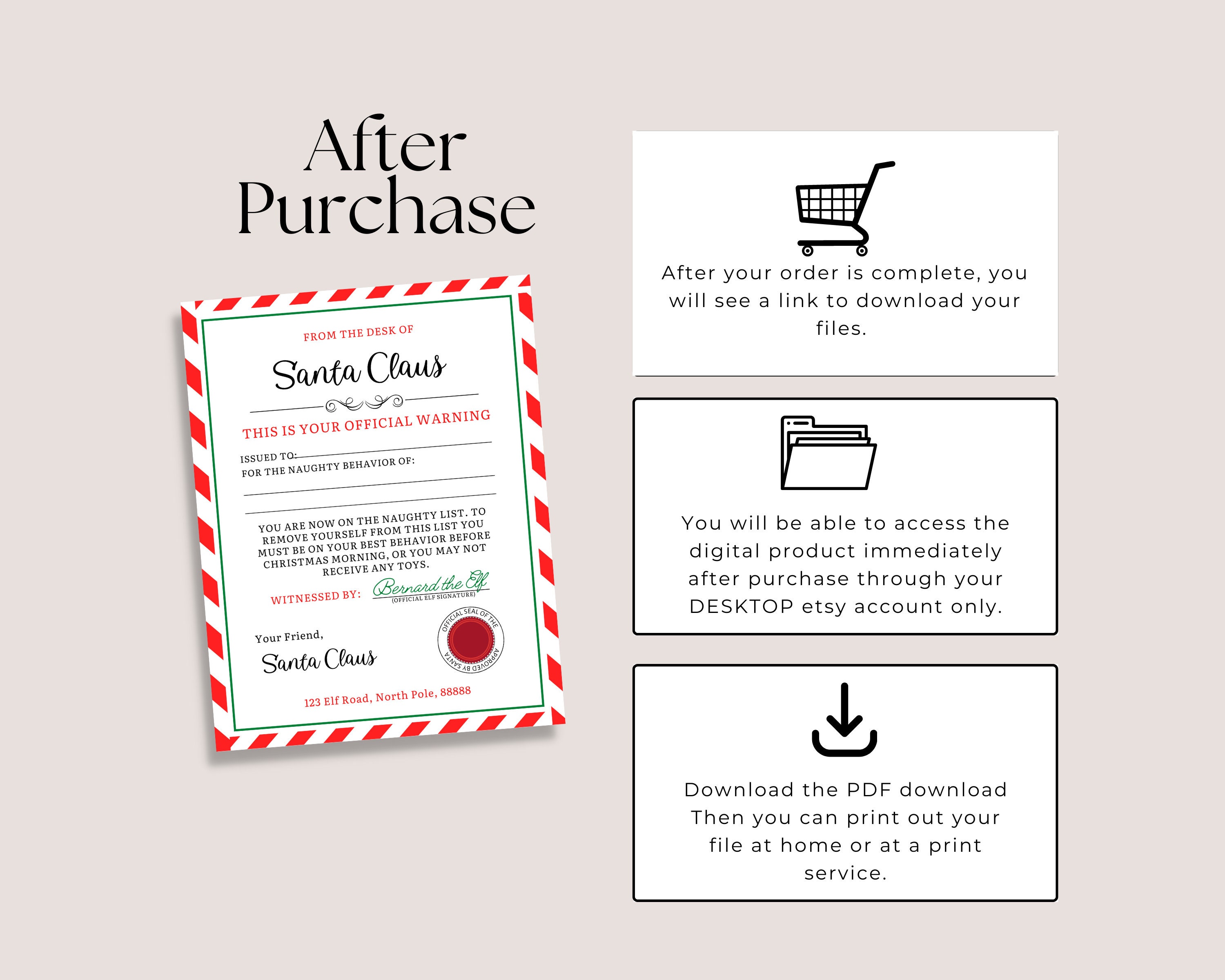 Santa Warning Letter Printable, Naughty List Warning, Bad Behavior ...