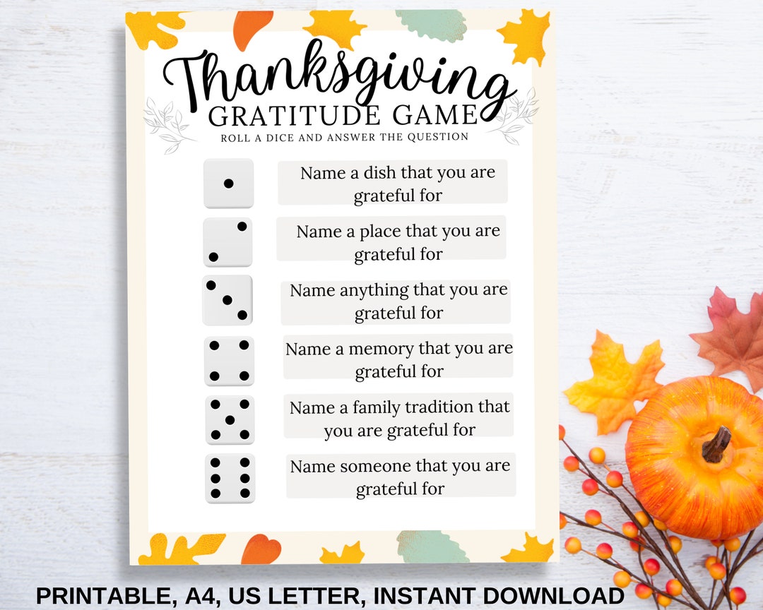 Thanksgiving Dice Gratitude Game, Gratitude Activity for Thanksgiving ...
