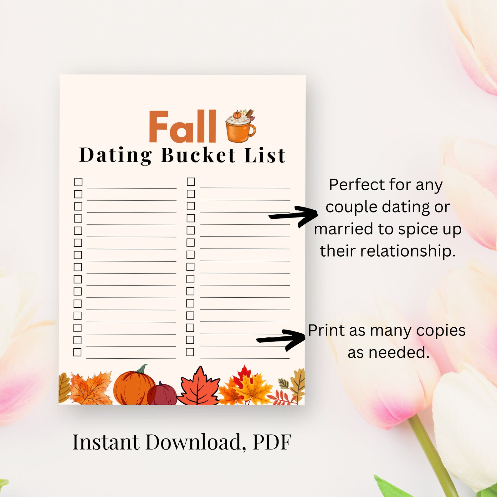 Fall Dating Bucket List for Couples, Fall Bucket List Printable, Autumn ...