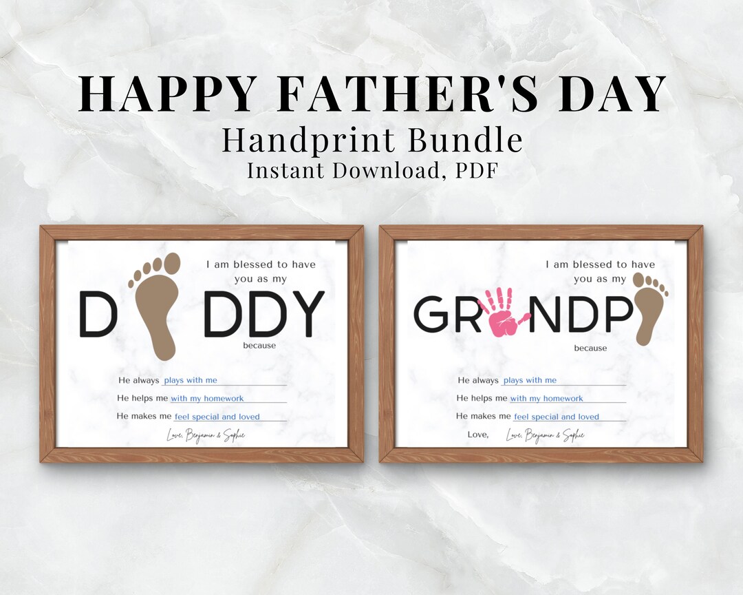 Father Day Handprint Craft Printable for Grandpa, Handprint Fathers Day ...