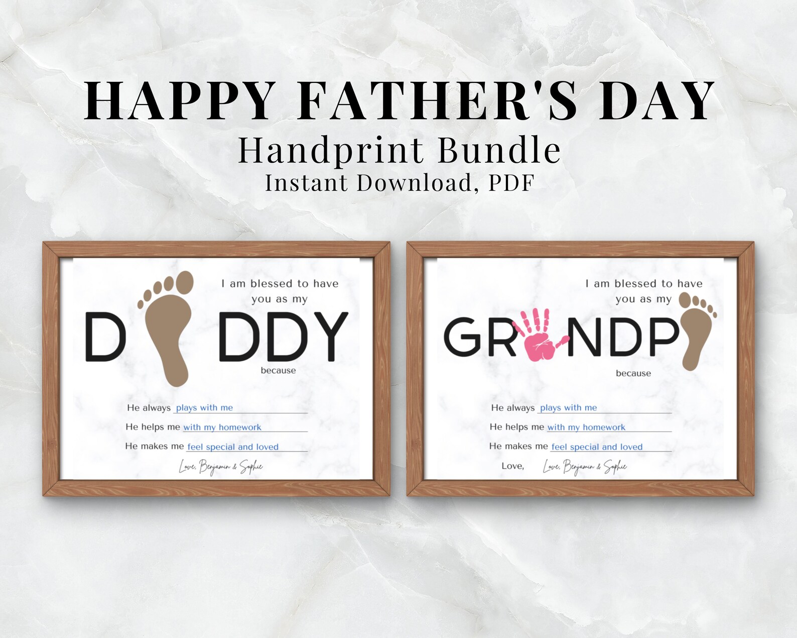Father Day Handprint Craft Printable for Grandpa, Handprint Fathers Day ...