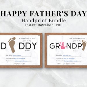 Father Day Handprint Craft Printable for Grandpa, Handprint Fathers Day ...