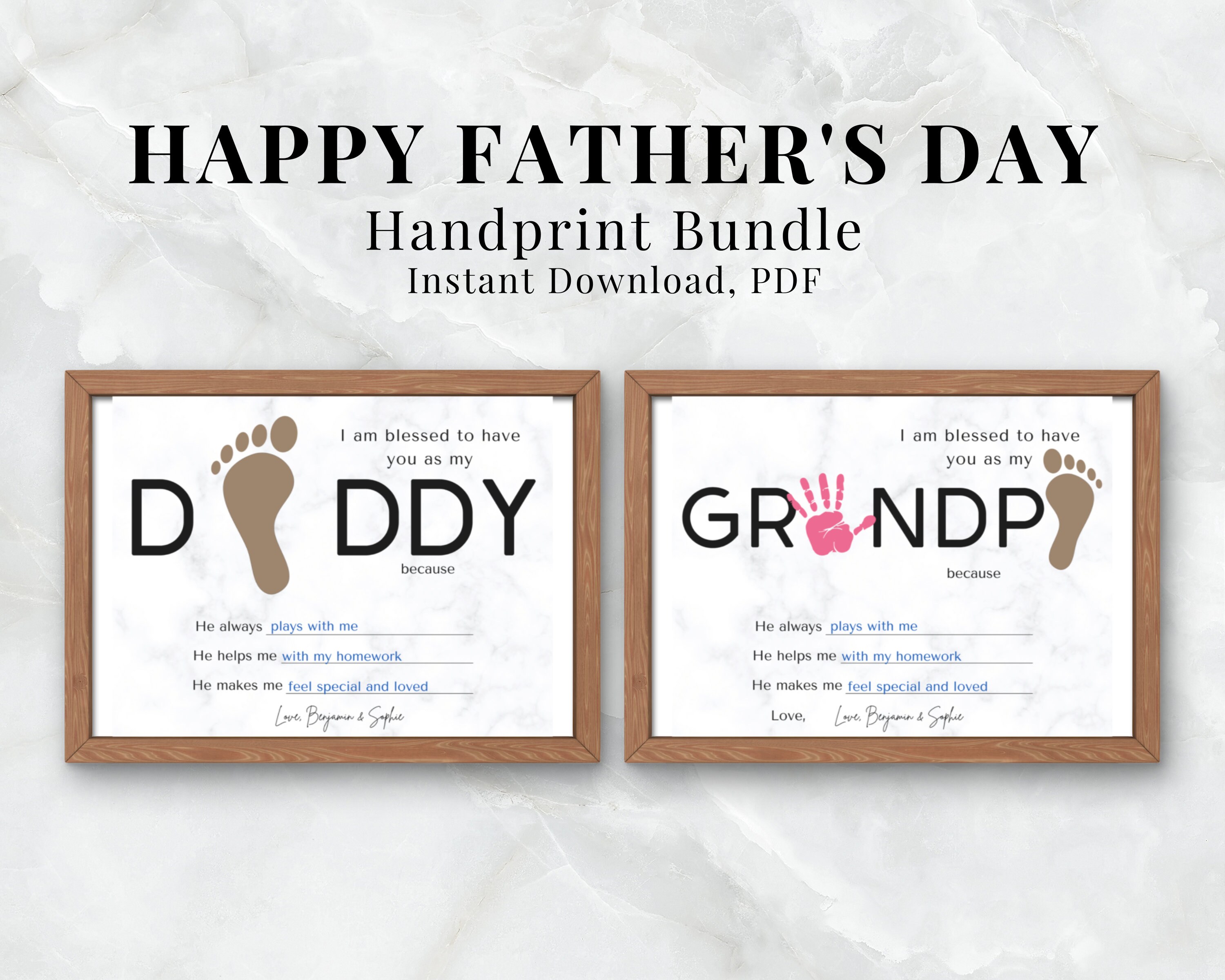 Father Day Handprint Craft Printable for Grandpa, Handprint Fathers Day ...