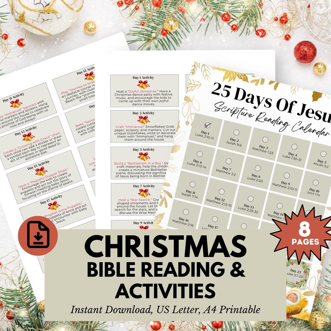 25 Christmas Bible Checklist and Activity Printable, Christmas Activity ...