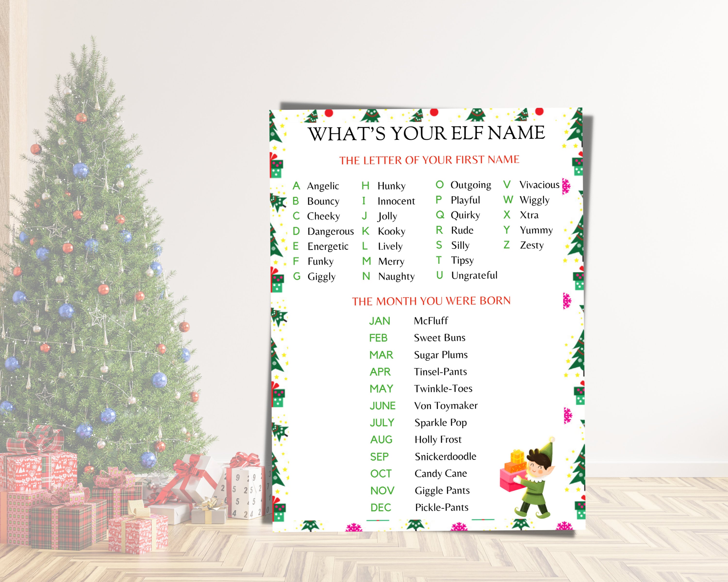 What's Your Elf Name Printable Game, Elf Name Game, Christmas Elves ...