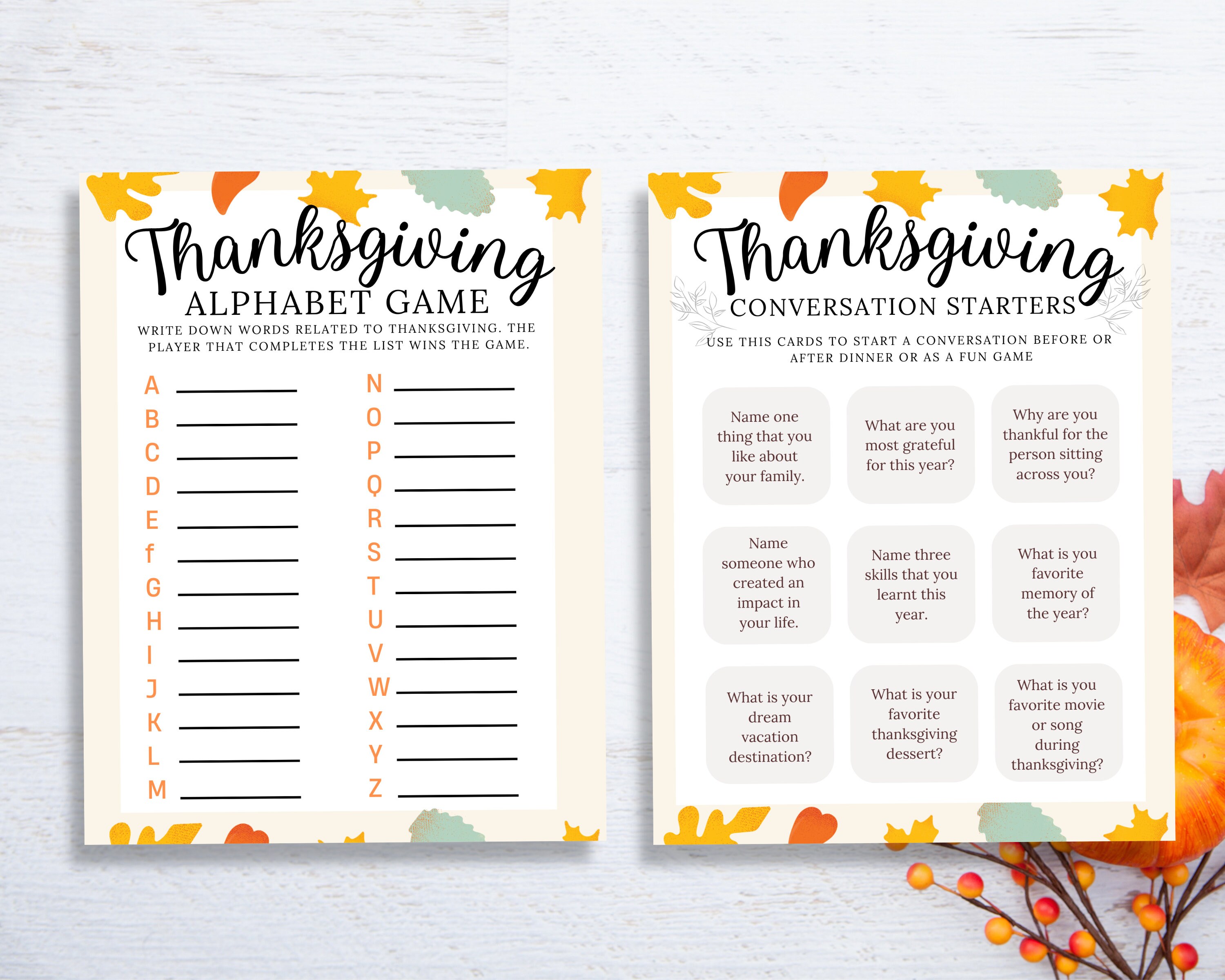 Printable Thanksgiving Game Bundle Instant Download, Family ...