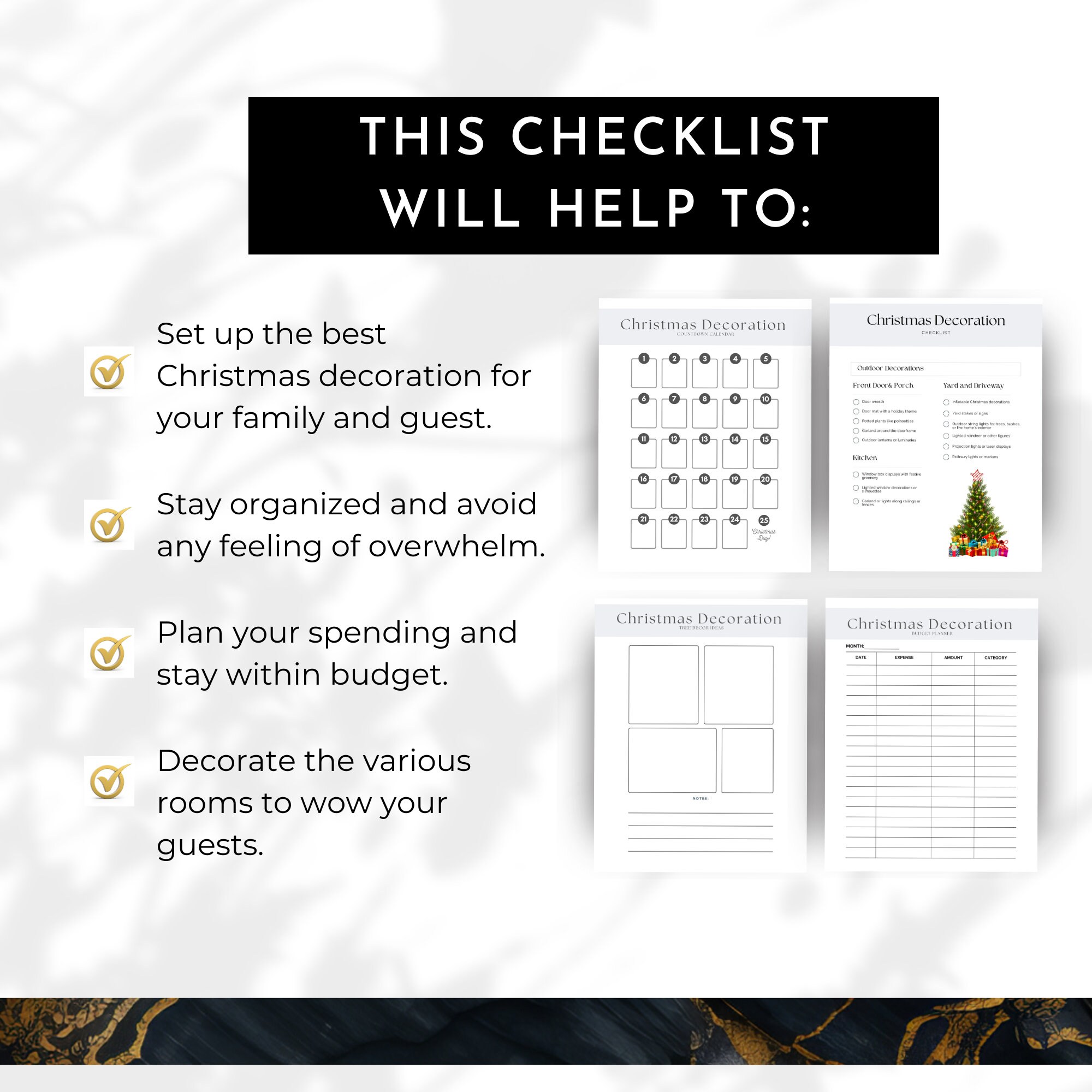 Printable Holiday Season Decorating Planner Checklist, Christmas ...