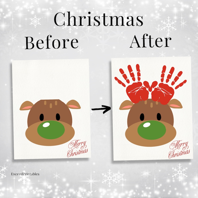 Christmas Handprint Footprint Craft Bundle, Christmas Craft for Toddler ...