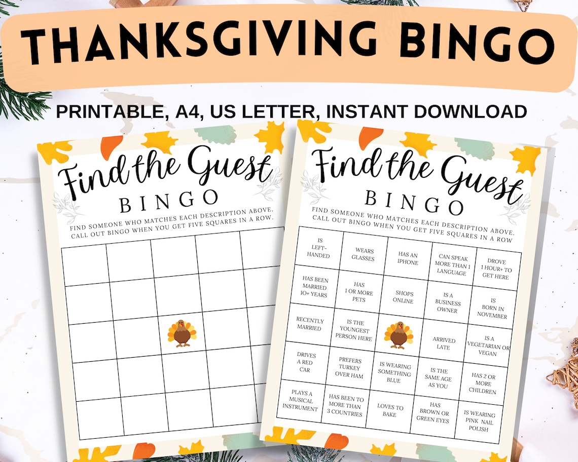 Printable Thanksgiving BINGO Game for Adults Holiday Family - Etsy