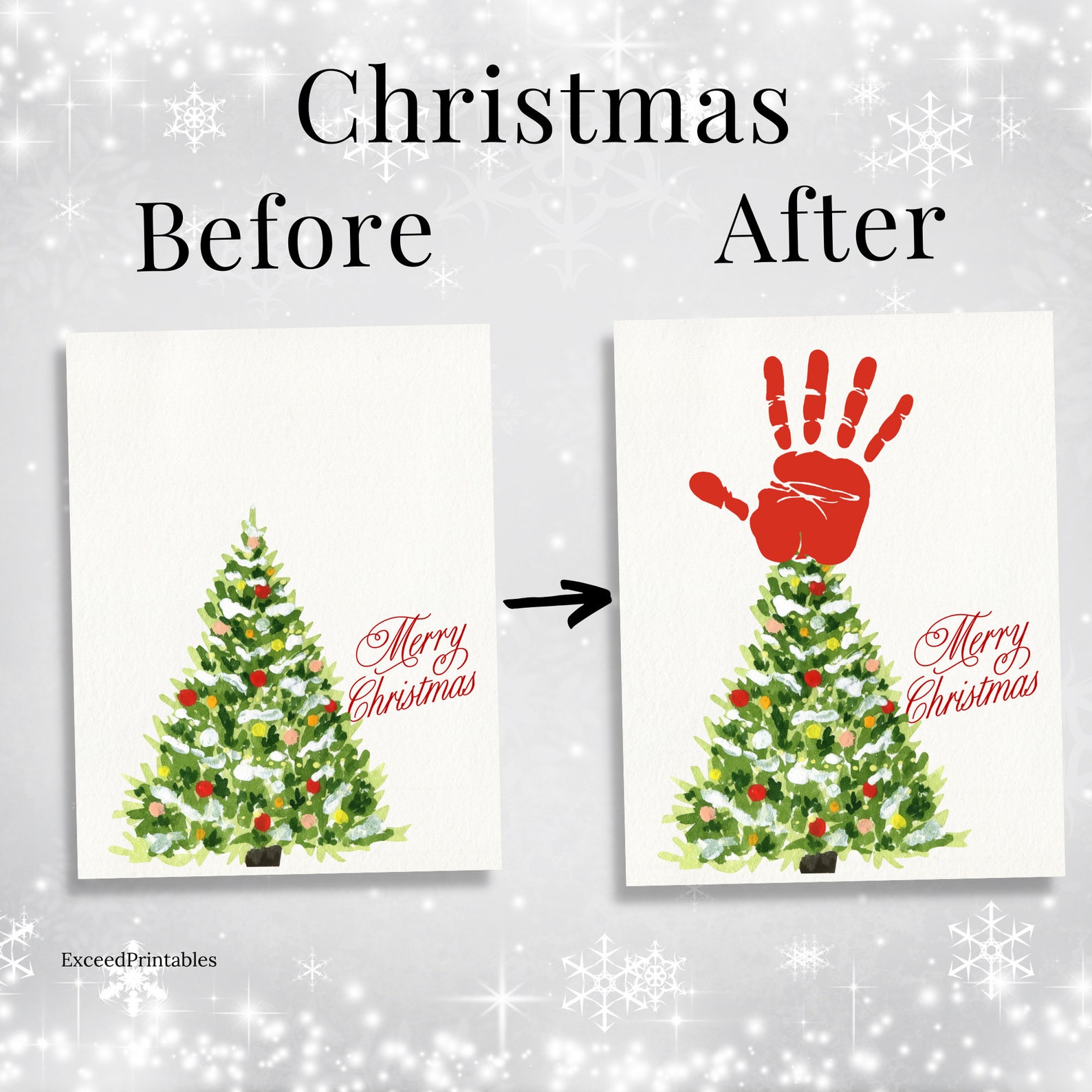 Christmas Handprint Footprint Craft Bundle, Christmas Craft for Toddler ...
