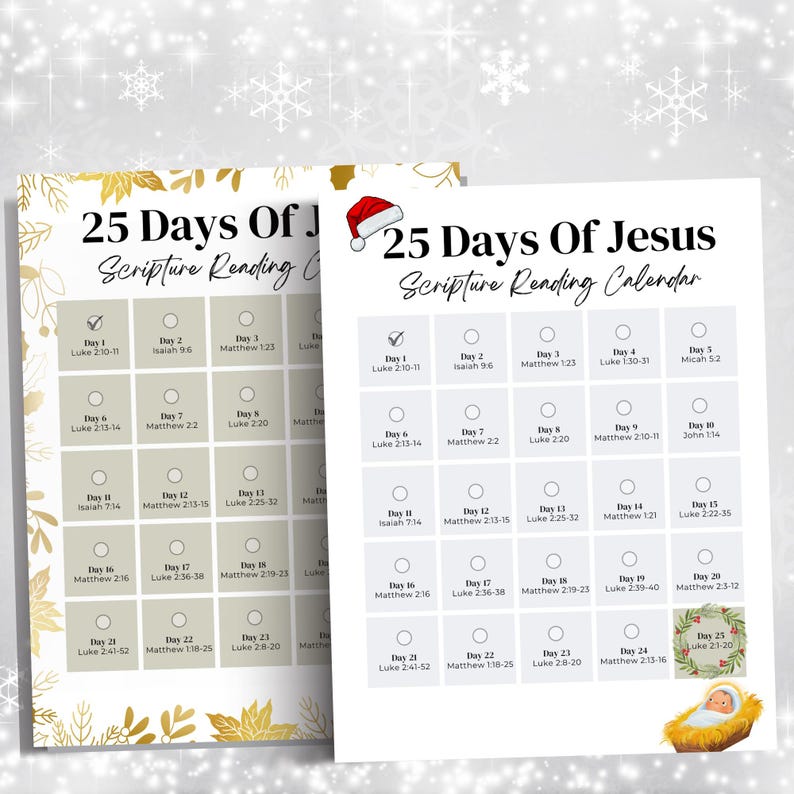 25 Christmas Bible Cards Printable, Christmas Advent Scripture Calendar ...