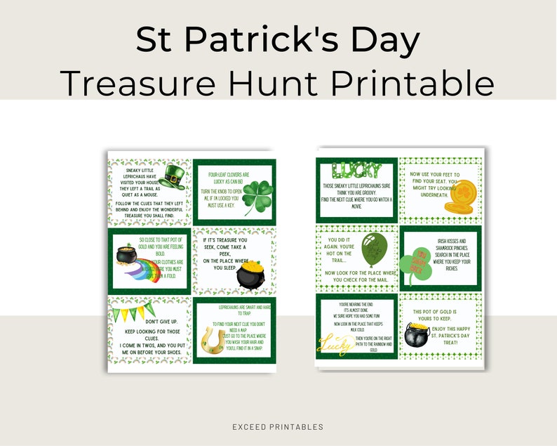 St Patrick's Day Treasure Hunt, St Patrick's Day Printable Game for the ...