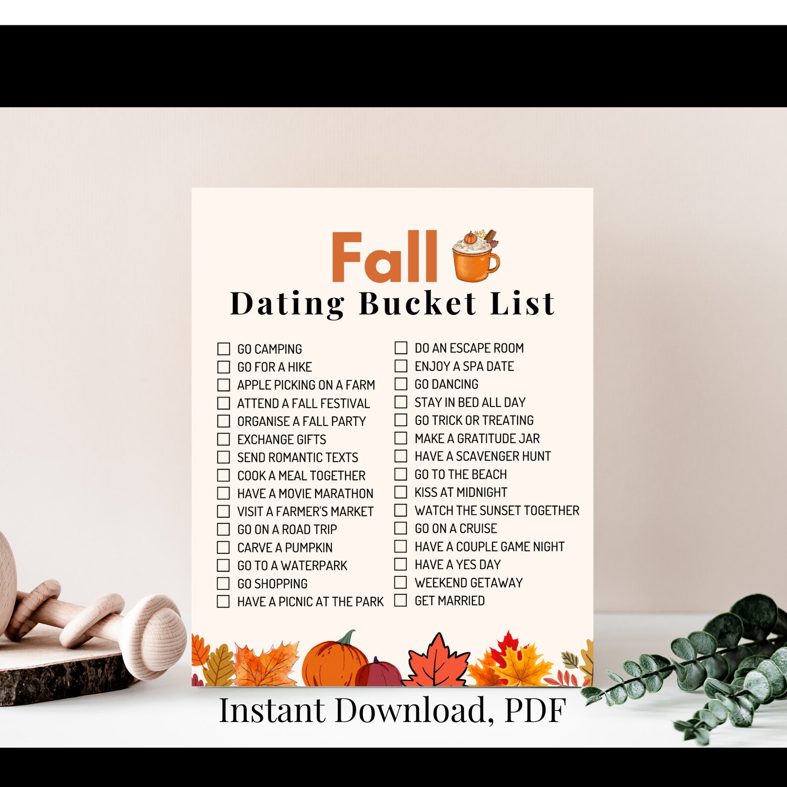 Fall Dating Bucket List for Couples, Fall Bucket List Printable, Autumn ...