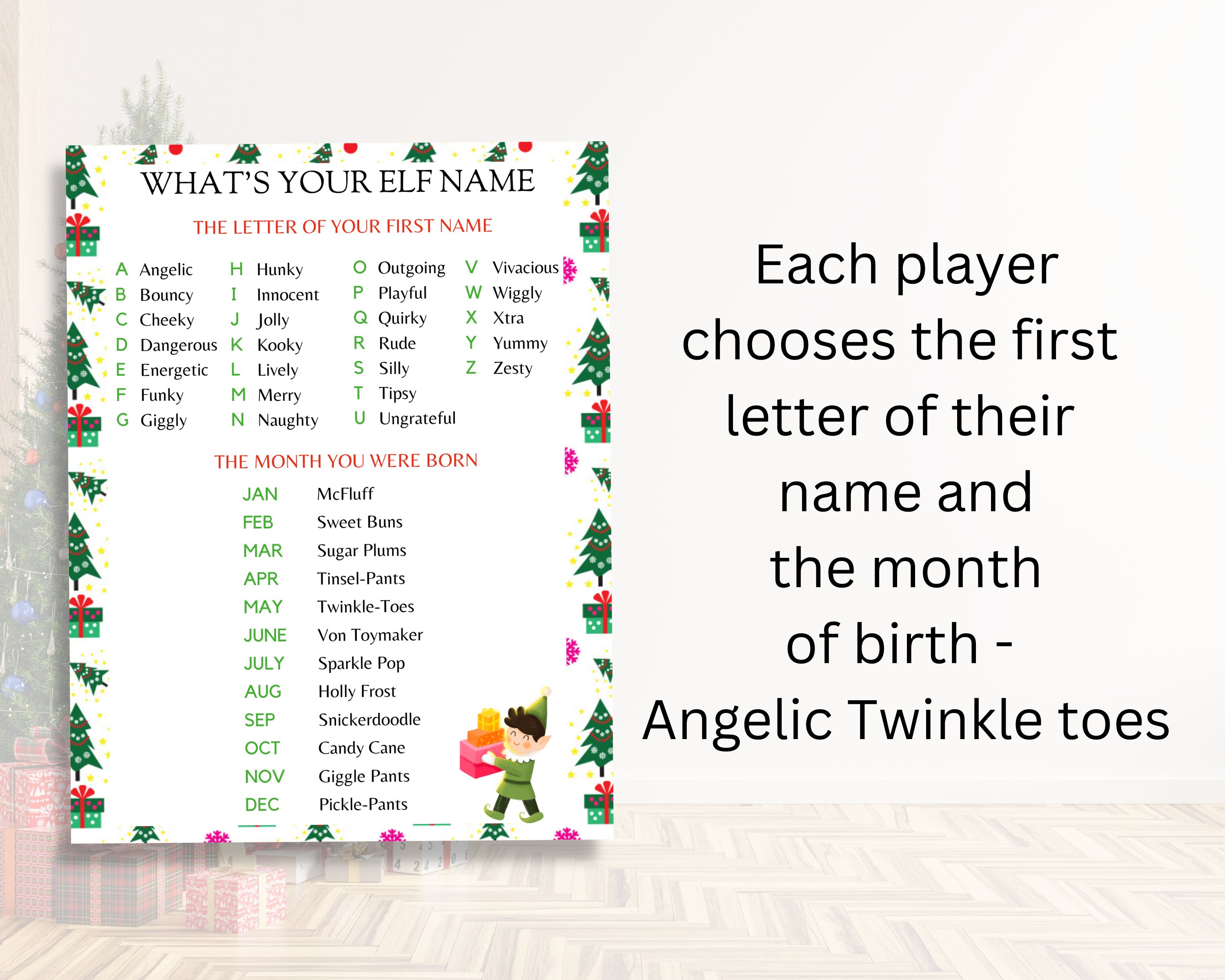 What's Your Elf Name Printable Game, Elf Name Game, Christmas Elves ...