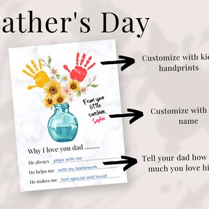 Sunflower Fathers Day Handcraft Printable, Printable Fathers Day Flower ...