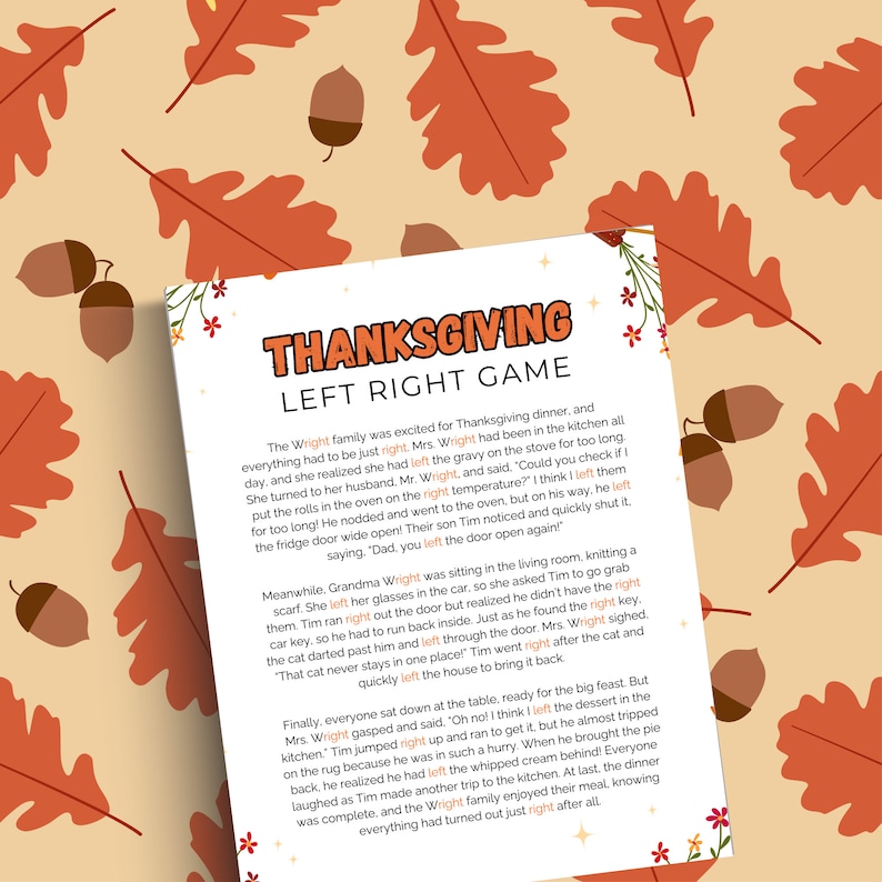 Left and Right Game for Family Reunion, Family Reunion Left Right Game ...