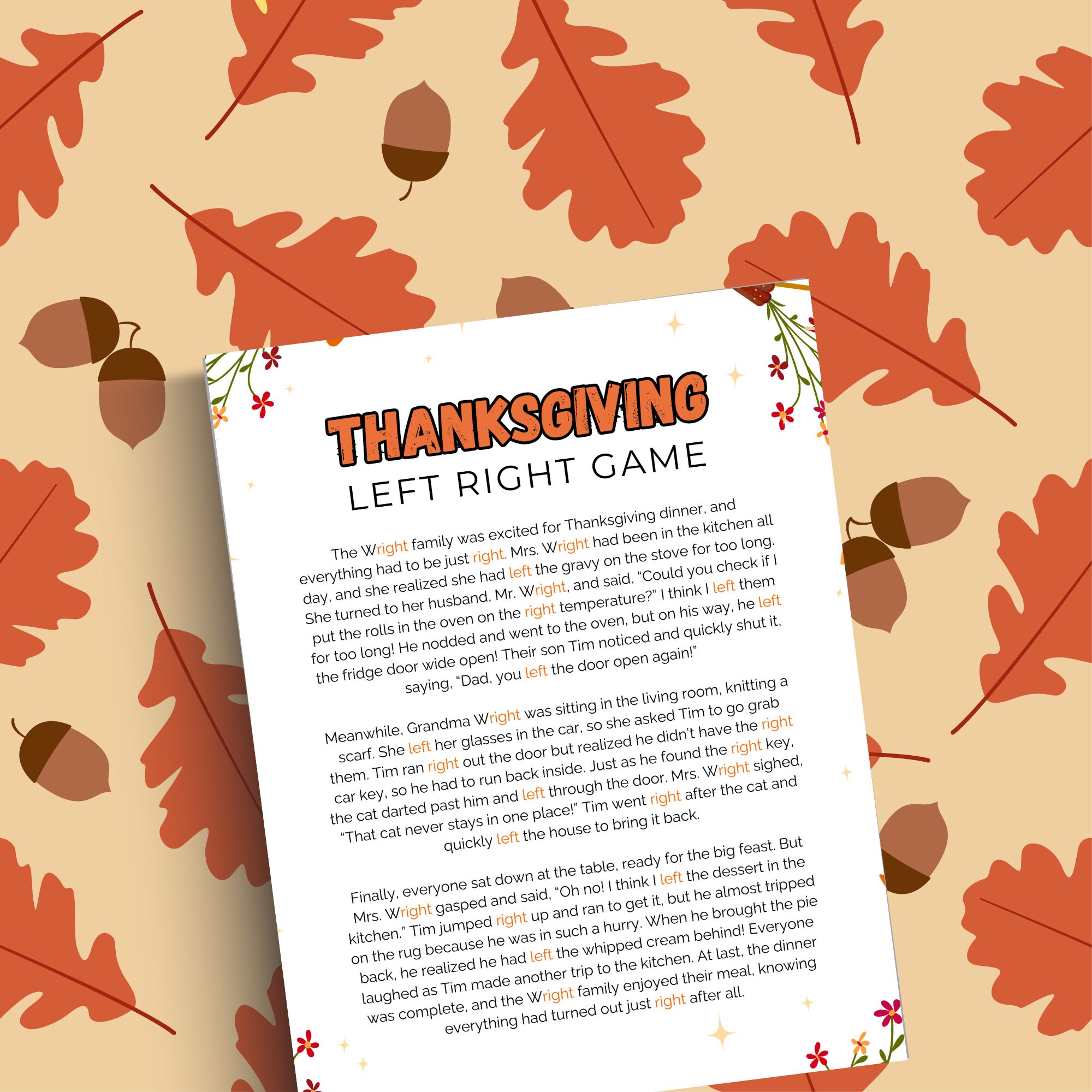 Left and Right Game for Family Reunion, Family Reunion Left Right Game ...