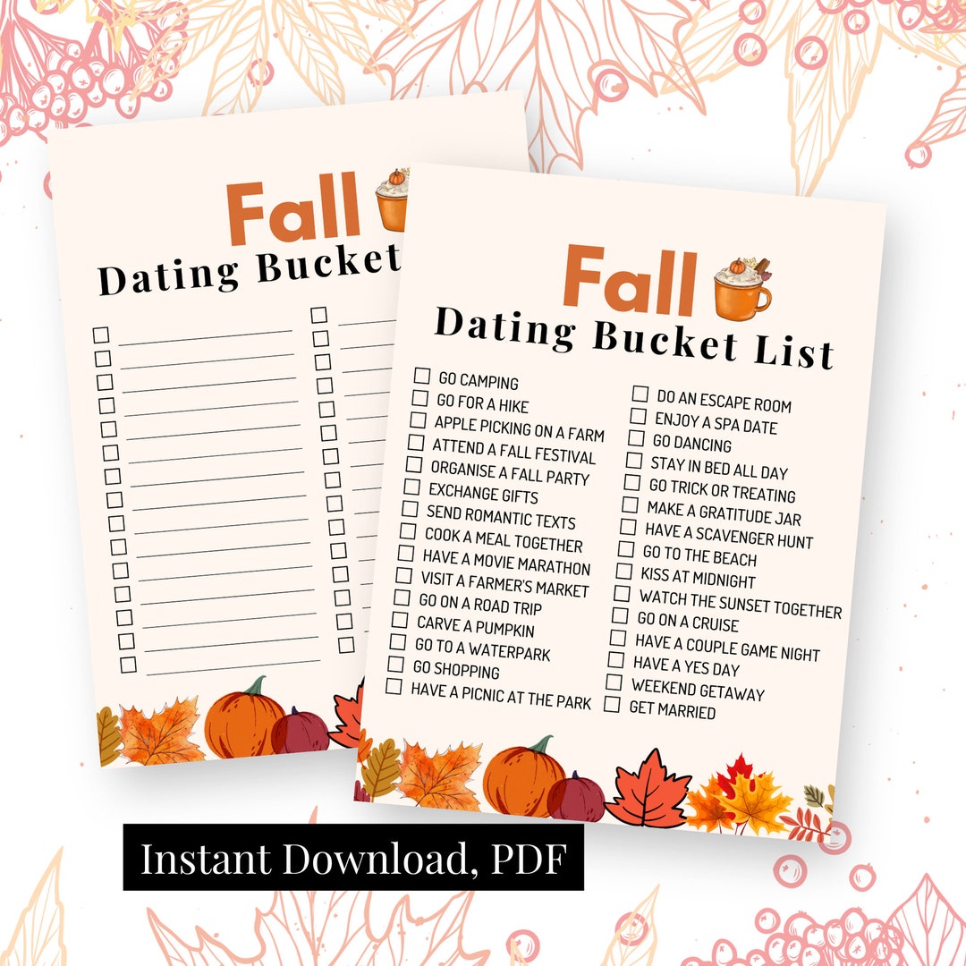 Fall Dating Bucket List for Couples, Fall Bucket List Printable, Autumn ...