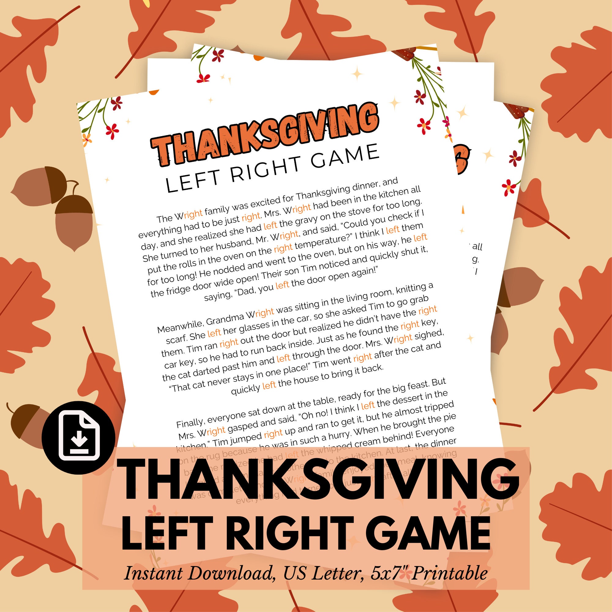 Left and Right Game for Family Reunion, Family Reunion Left Right Game ...