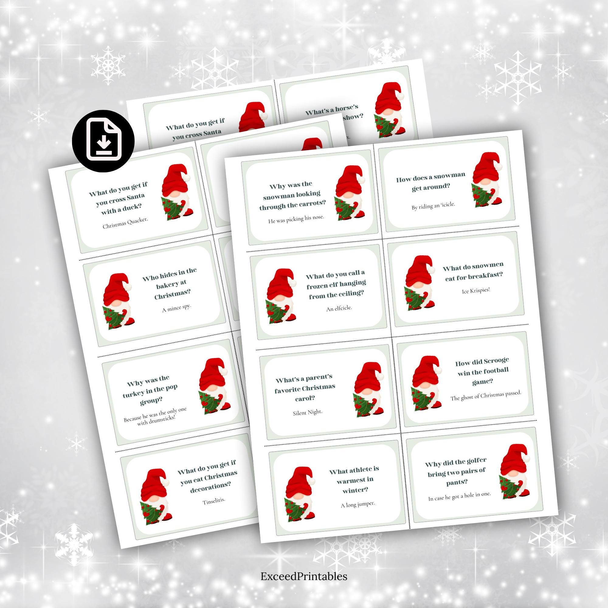 40 Printable Christmas Joke Cards, Christmas Jokes Advent Calendar ...