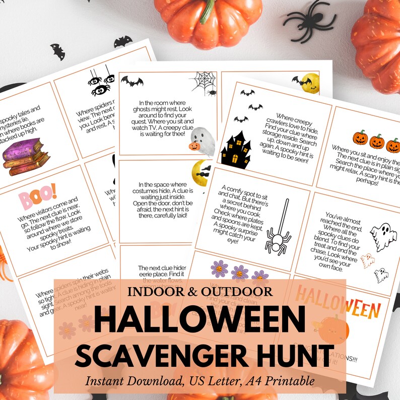 Halloween Scavenger Hunt Clues, Surprise Scavenger Hunt, Indoor and ...
