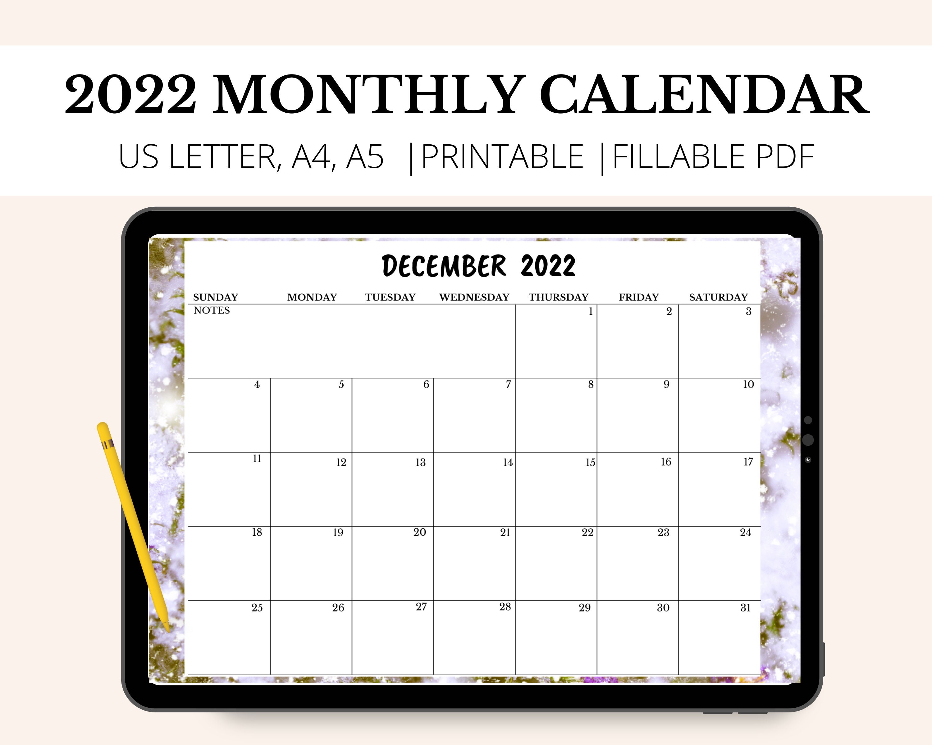 Printable Calendar 2022 Landscape