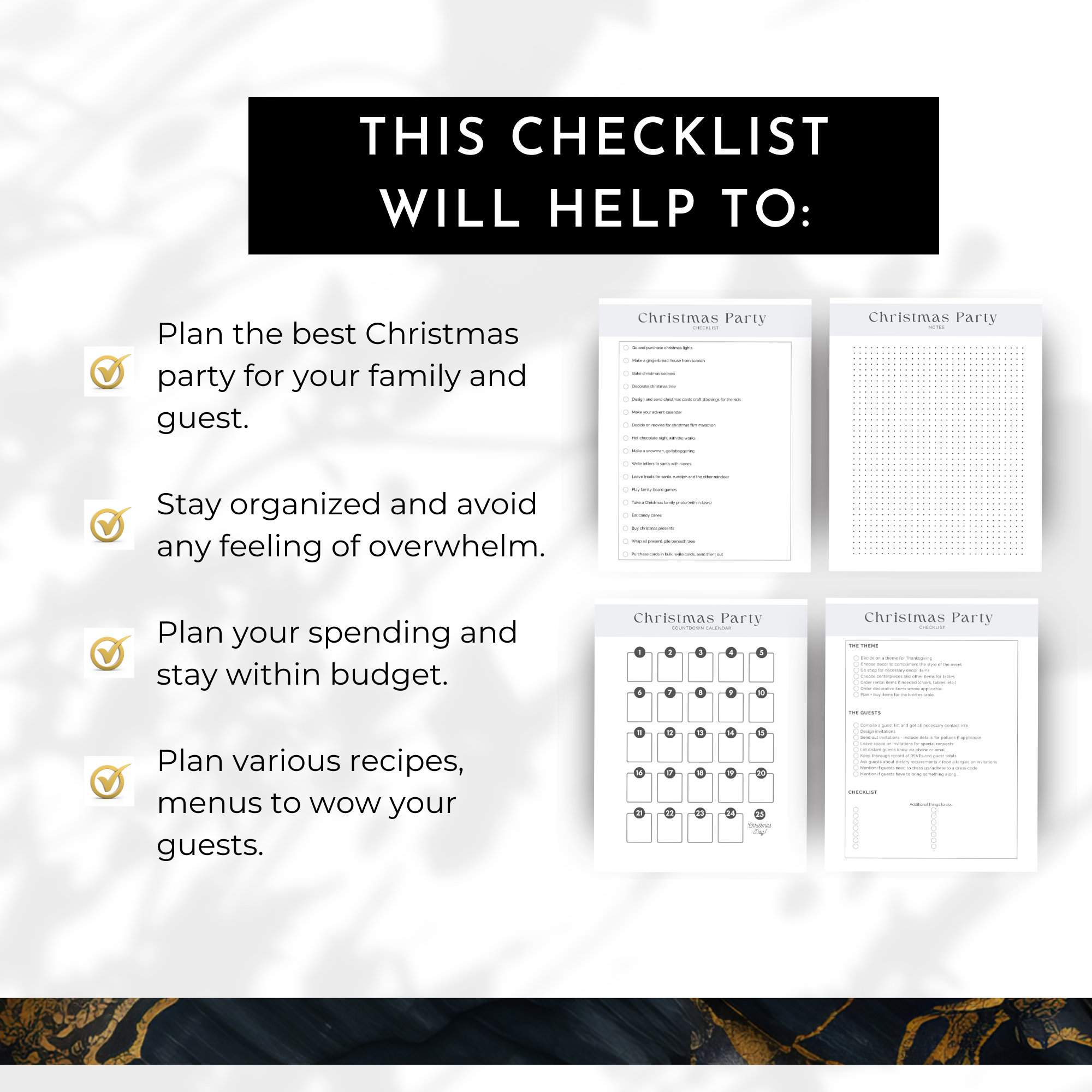 Christmas Party Checklist Printable Party Planner Party - Etsy