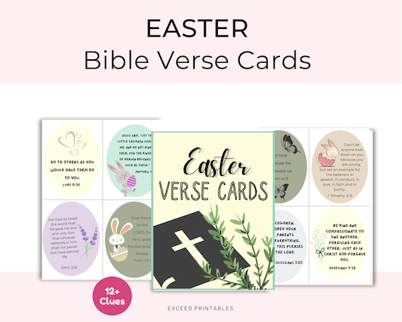 Easter Bible Verse Printable Cards for the Family Bible | Etsy