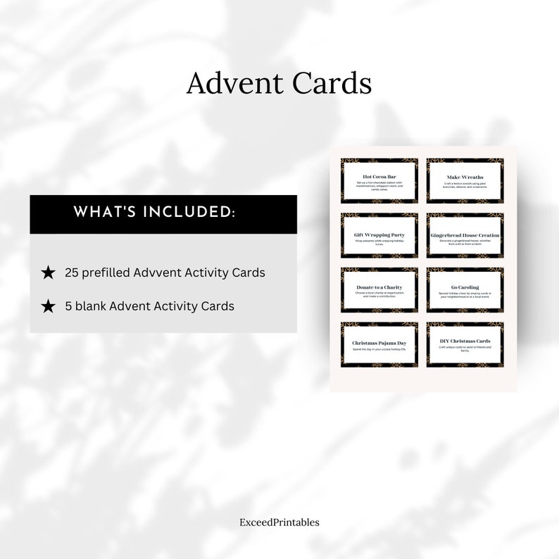 Editable Christmas Advent Activity Cards Christmas Bucket - Etsy