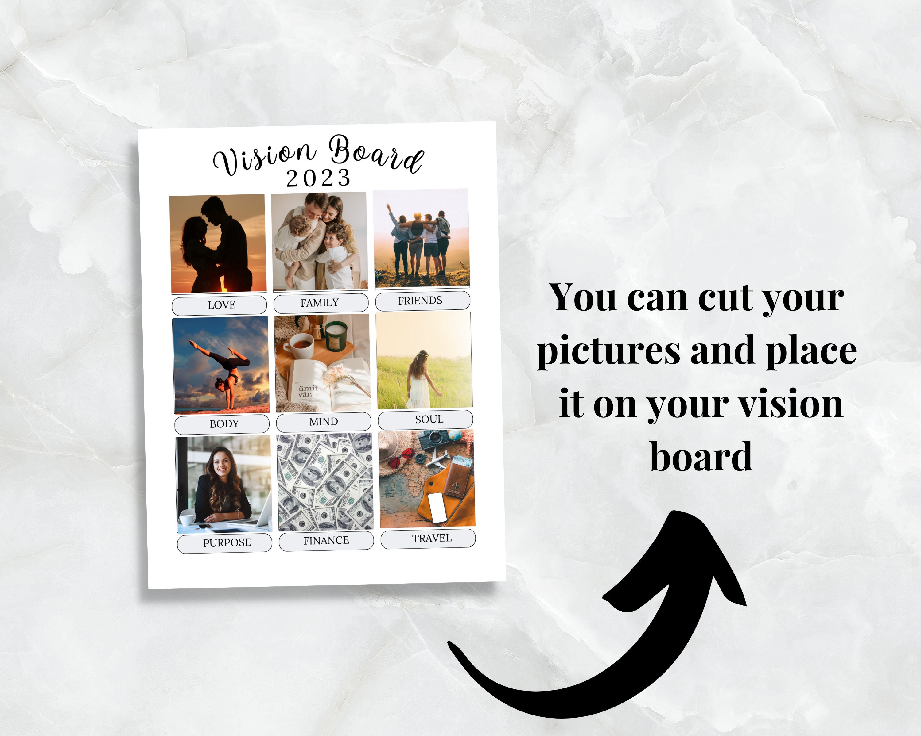 Minimalist 2023 Vision Board Printable, Simple Manifestation Dream ...