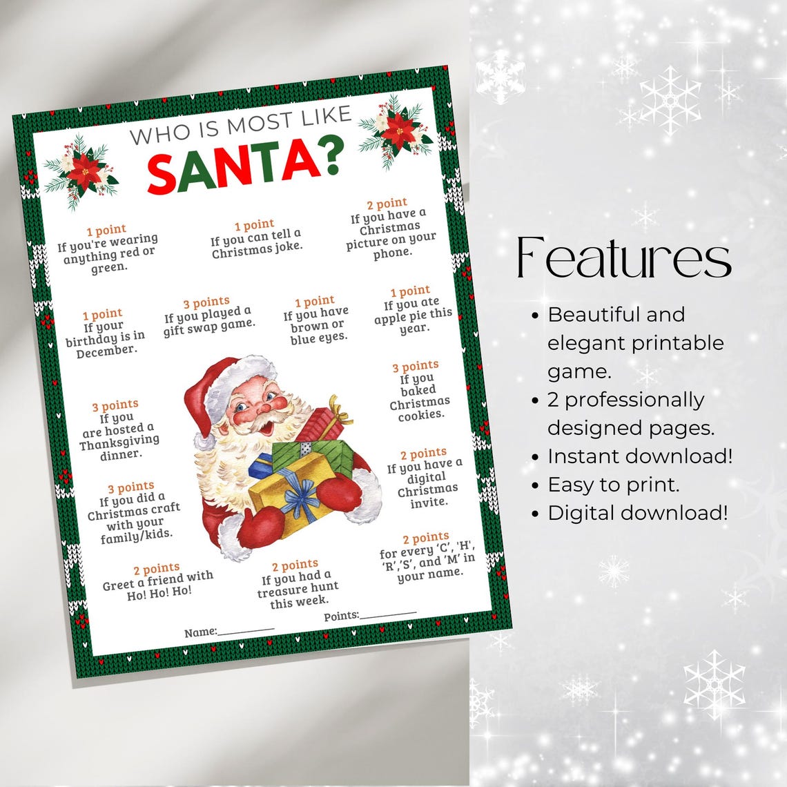 Who is Most Like Santa Game, Fun Christmas Party Game, Holiday ...