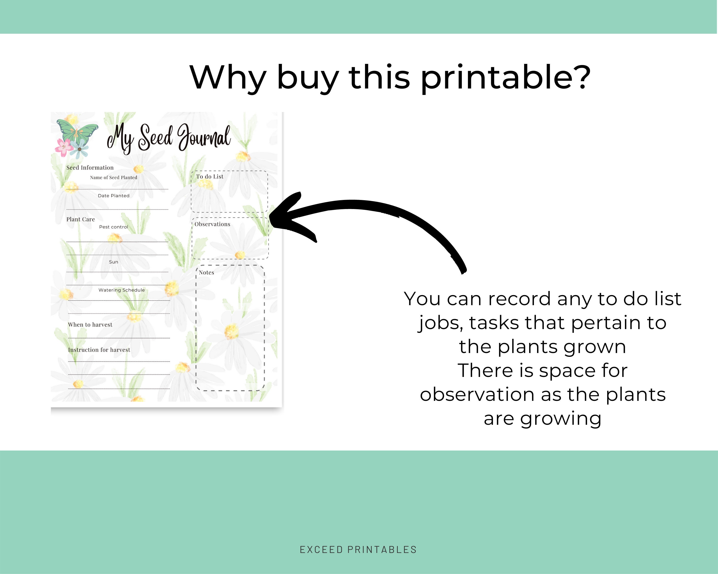 Seed Journal Printable, Garden Journal Planner, Vegetable Garden ...