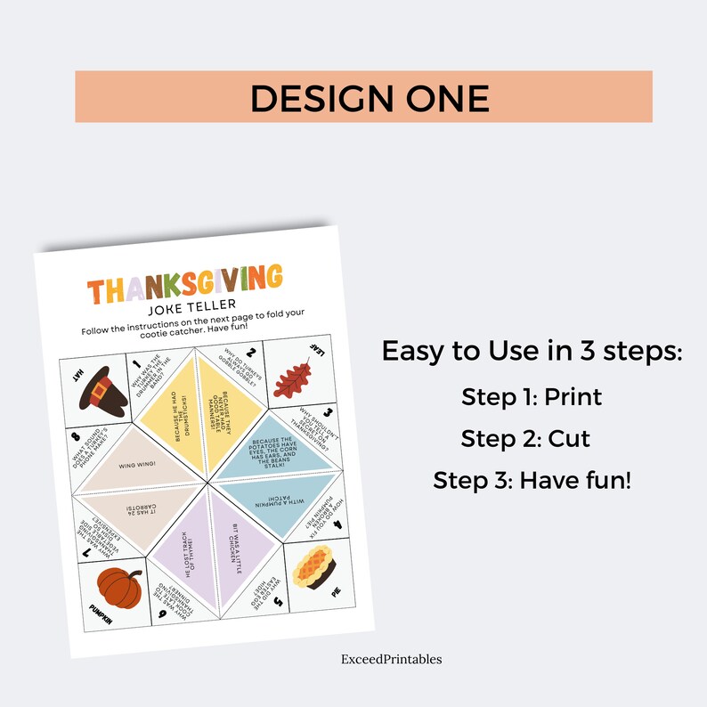 Fall Jokes for Kids Cootie Catcher Printable, Thanksgiving Joke Teller ...