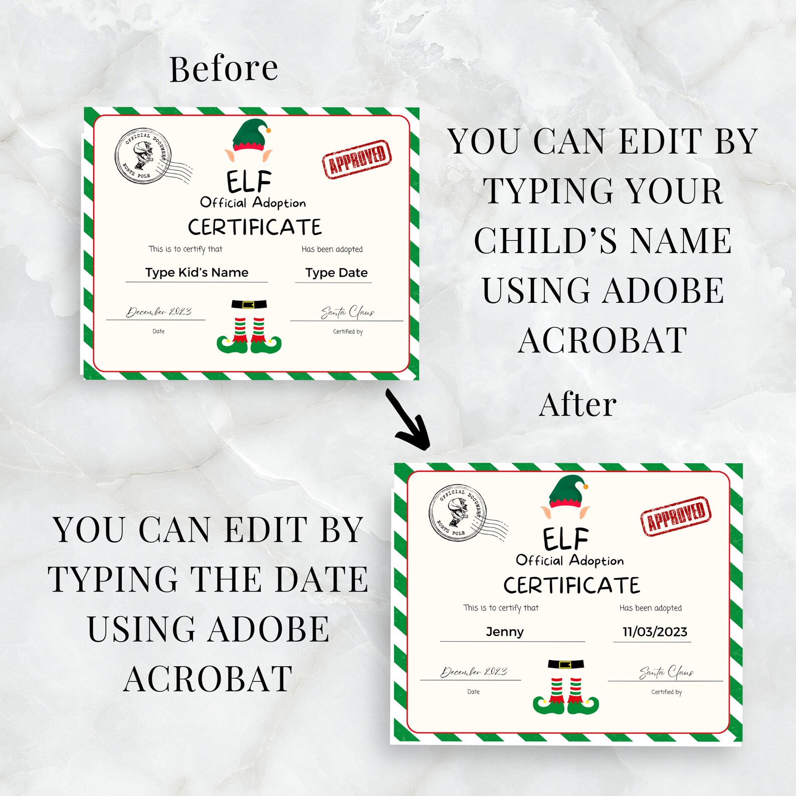 Elf Adoption Editable Kit, Adopt an Elf Printable, Elf Certificate ...