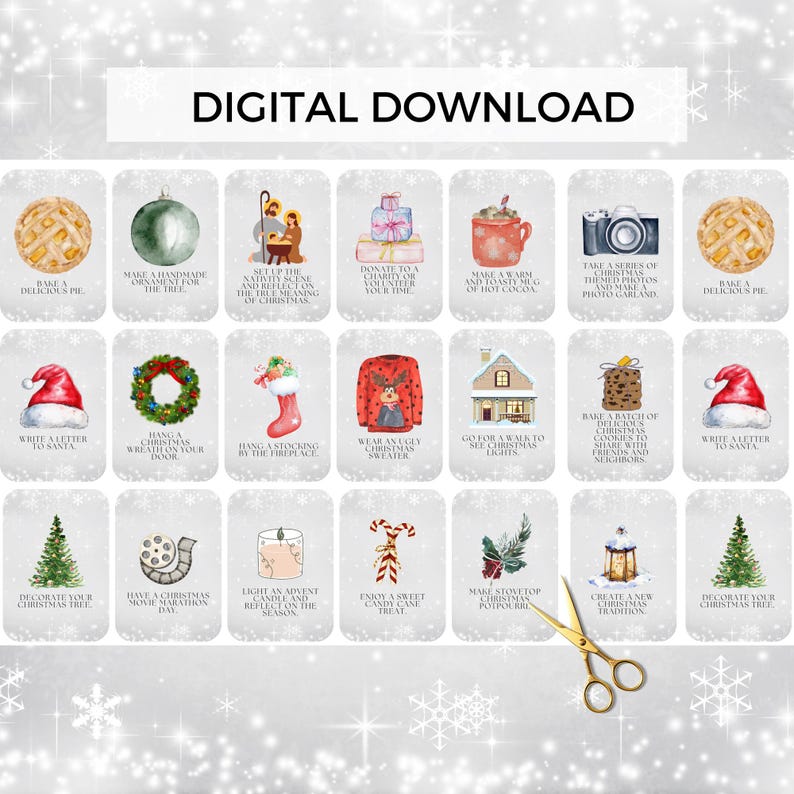 Advent Activity Cards for the Family, Fun Christmas Printable Countdown ...