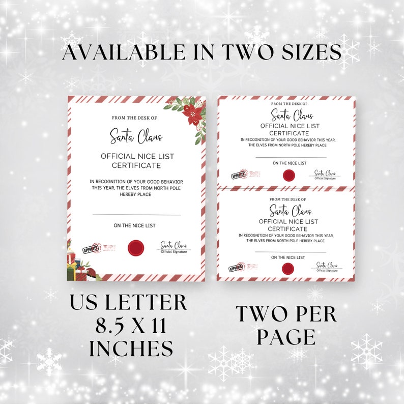 Editable Printable Santa Letter, Nice List Certificate, North Pole Mail ...