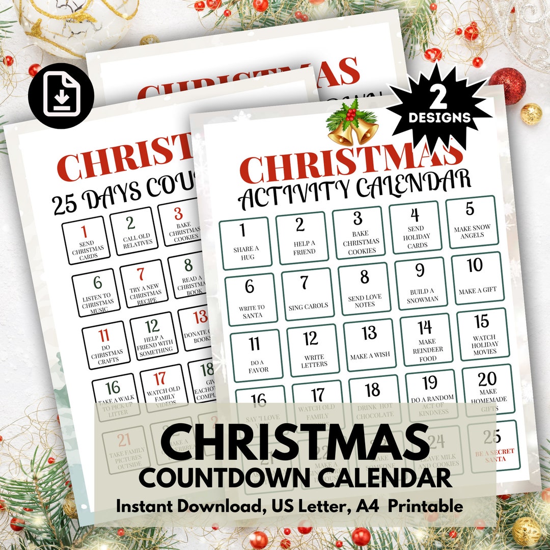 25 Days of Christmas Printable, Christmas Advent Activity Calendar ...