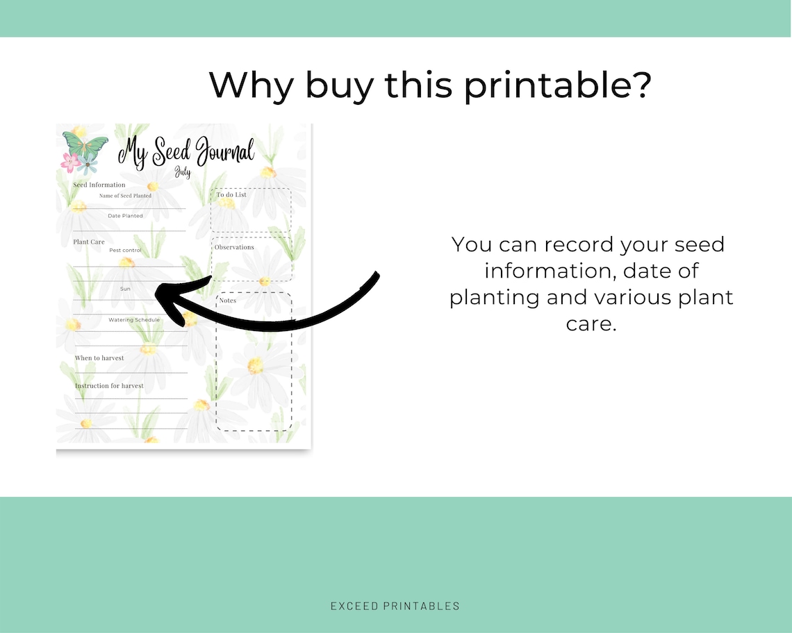 Seed Journal Printable, Garden Journal Planner, Vegetable Garden ...