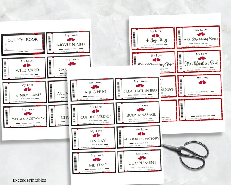 Customizable Love Coupon Book for Him. Printable Valentine’s Day ...