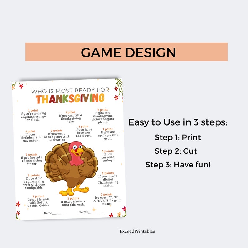 Printable Thanksgiving Game, Family Thanksgiving Game, Dinner Table ...