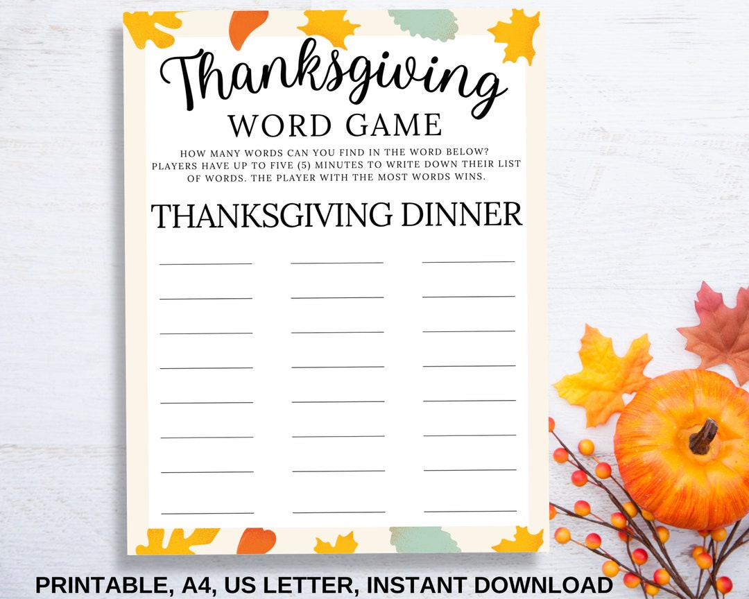 Printable Thanksgiving Scattergories, Thanksgiving Word Game, Fun Game ...