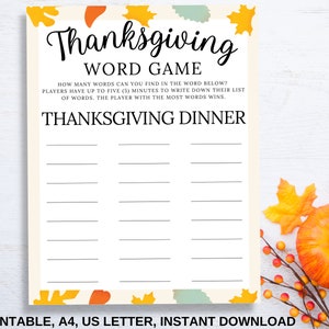 Printable Thanksgiving Scattergories, Thanksgiving Word Game, Fun Game ...