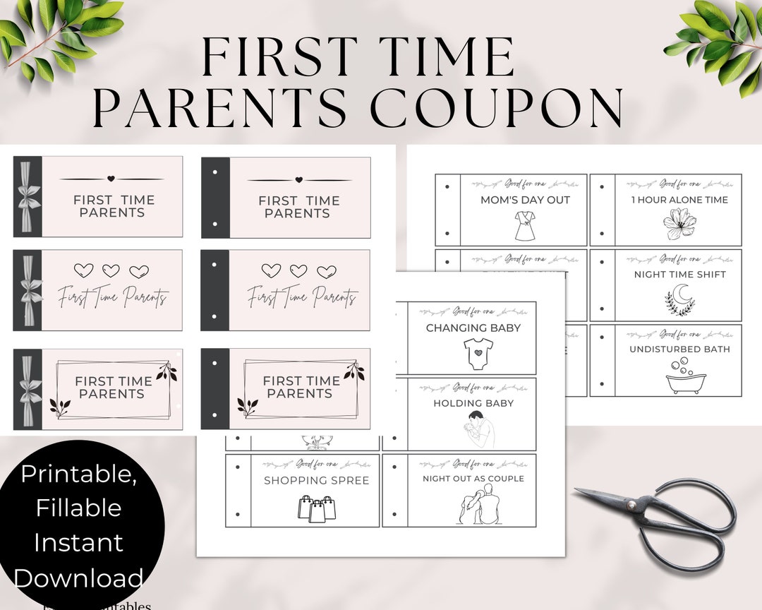 First Time Parents Coupon Printable Mothers Day Coupons Last - Etsy