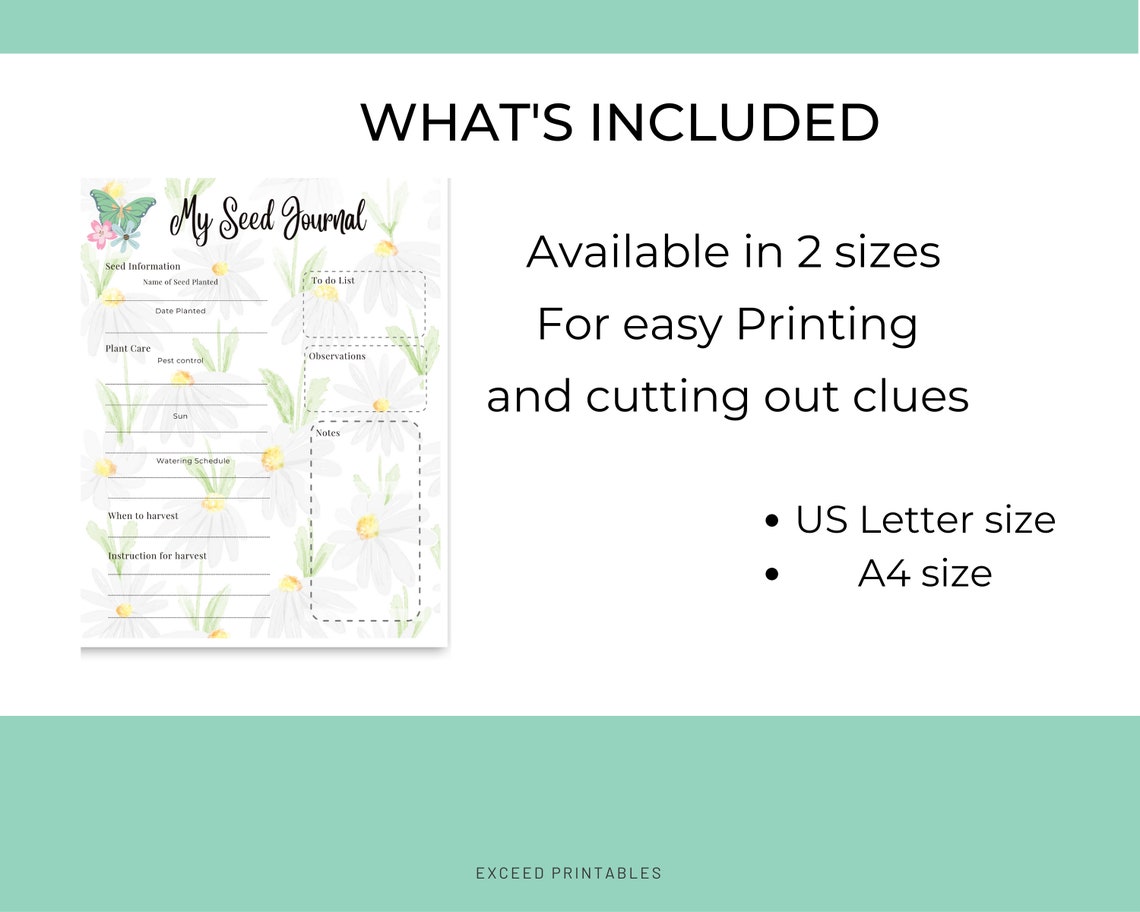 Seed Journal Printable, Garden Journal Planner, Vegetable Garden ...