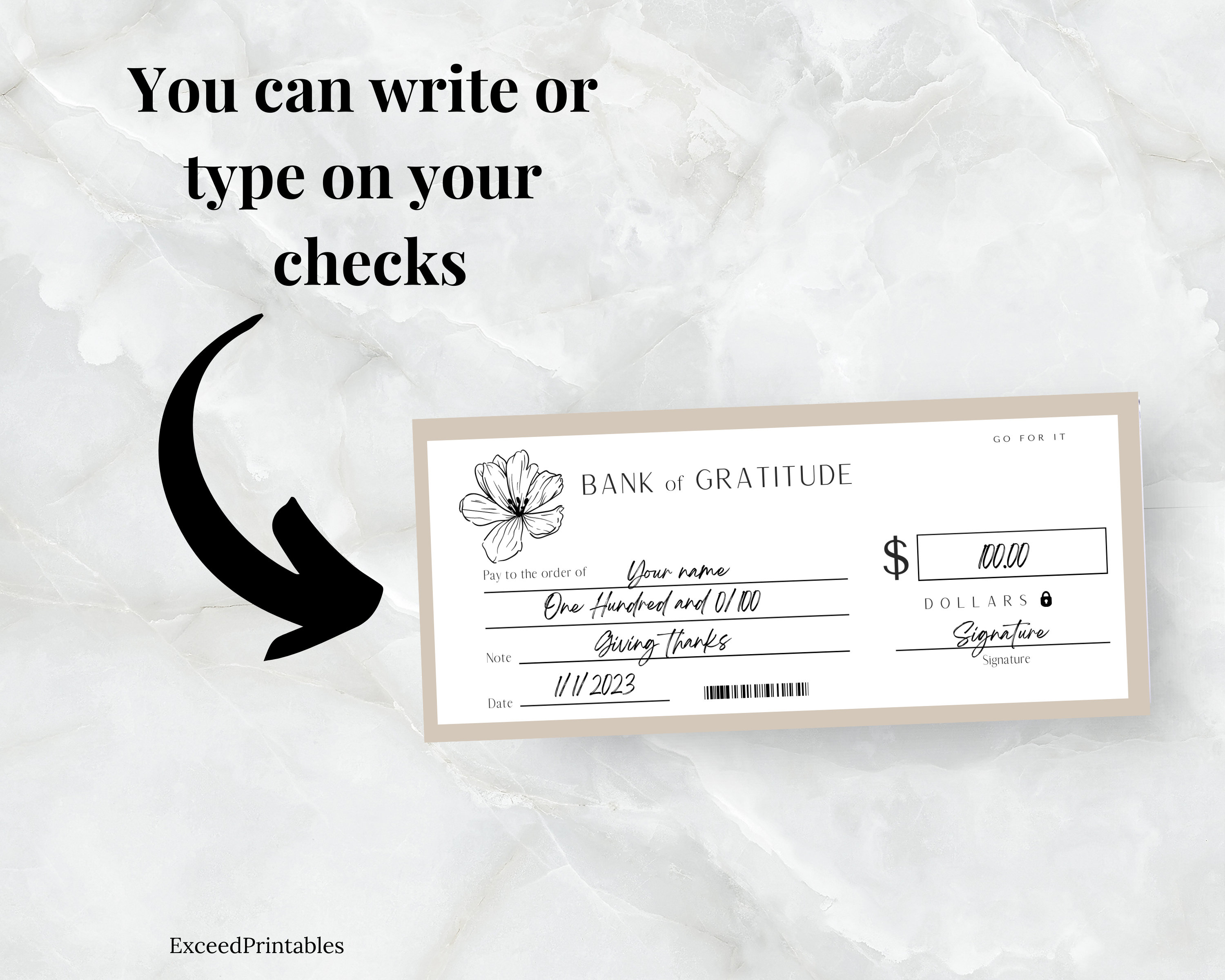 Printable Manifestation Check, Gratitude Check, Prosperity Check ...