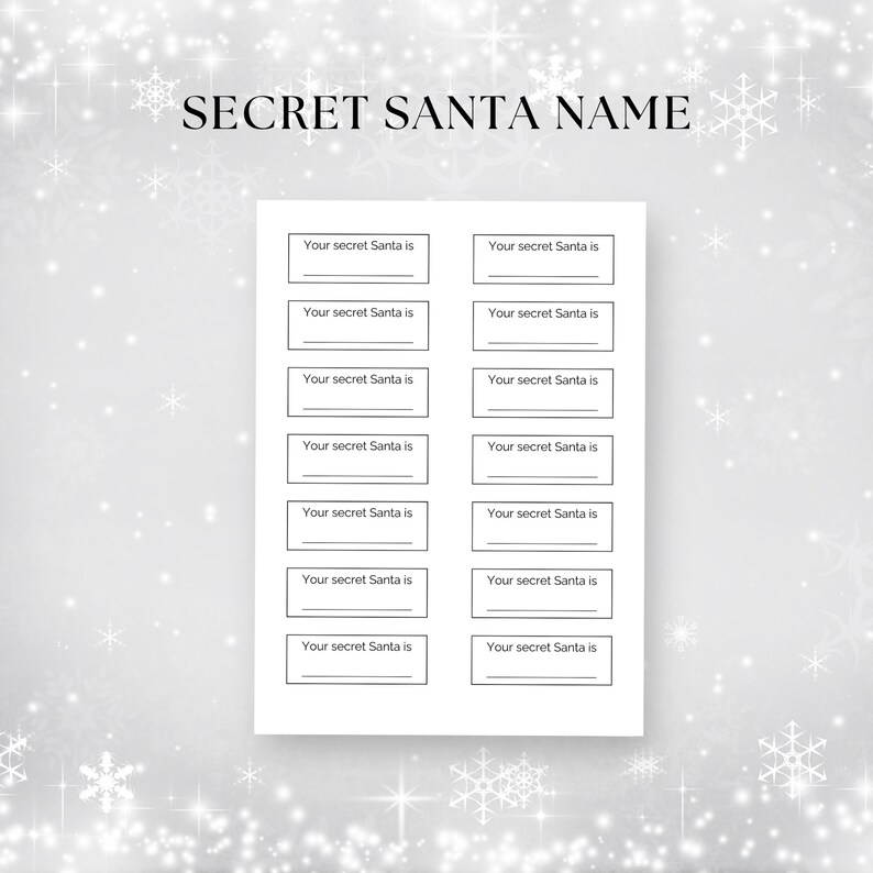 Secret Santa Questionnaire Printable, Family Gift Exchange, Office ...