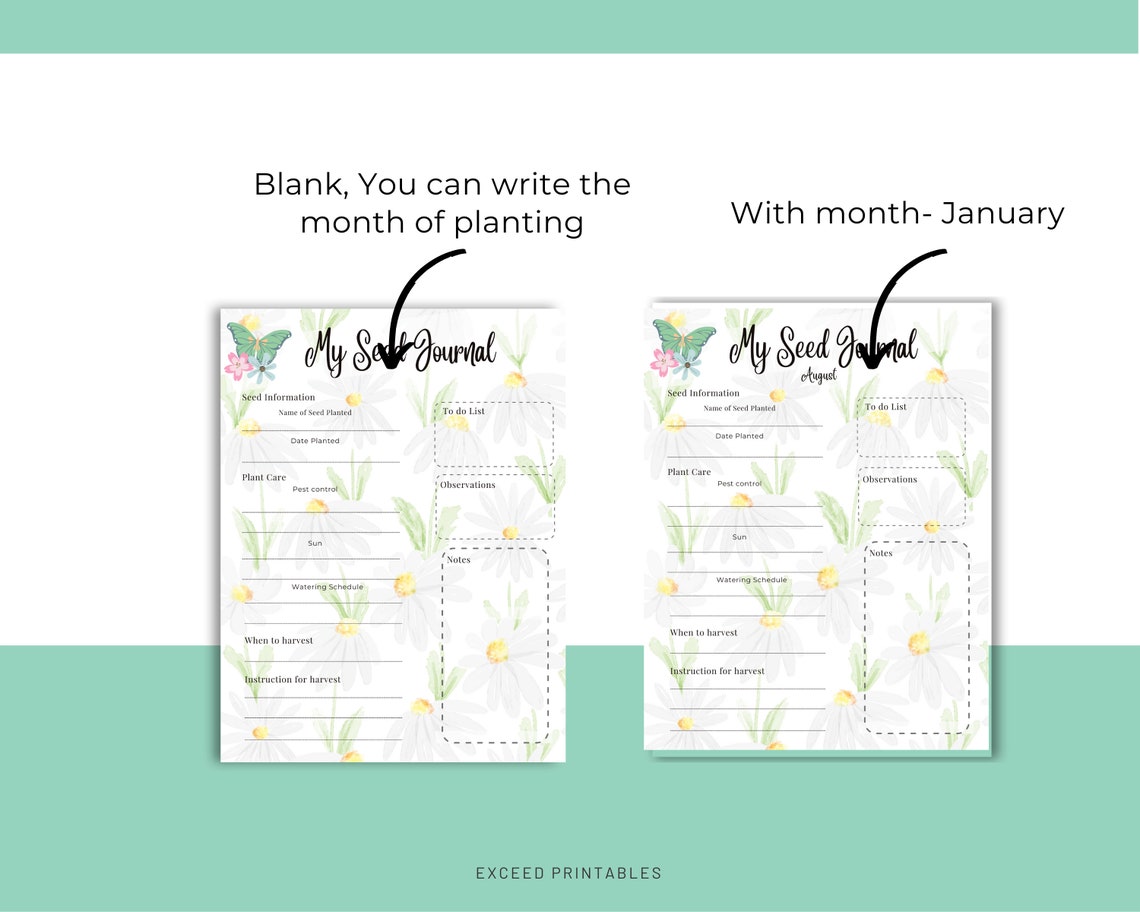 Seed Journal Printable, Garden Journal Planner, Vegetable Garden ...