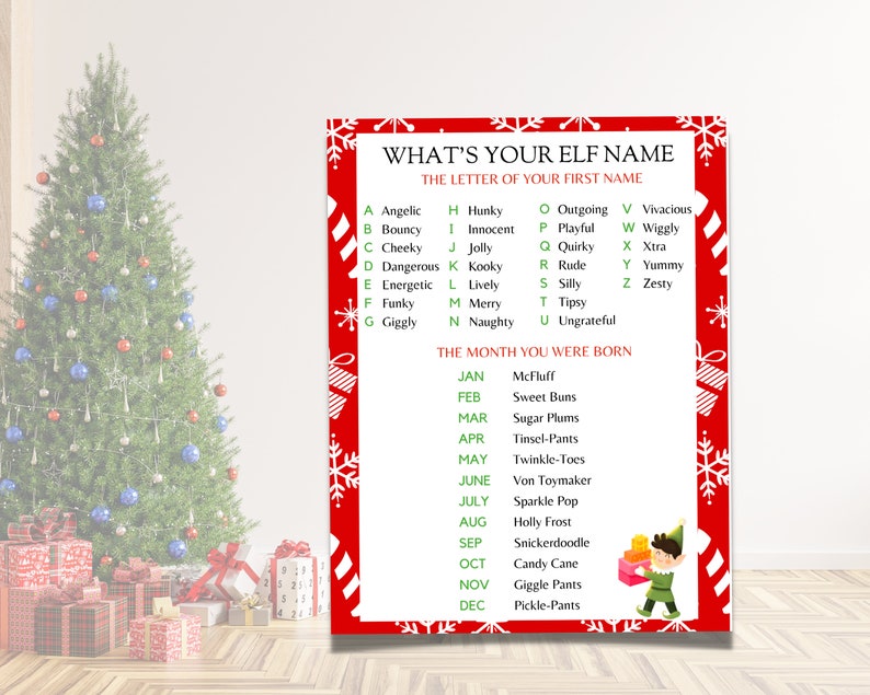 What's Your Elf Name Printable Game, Elf Name Game, Christmas Elves Party Game, Fun Christmas ...