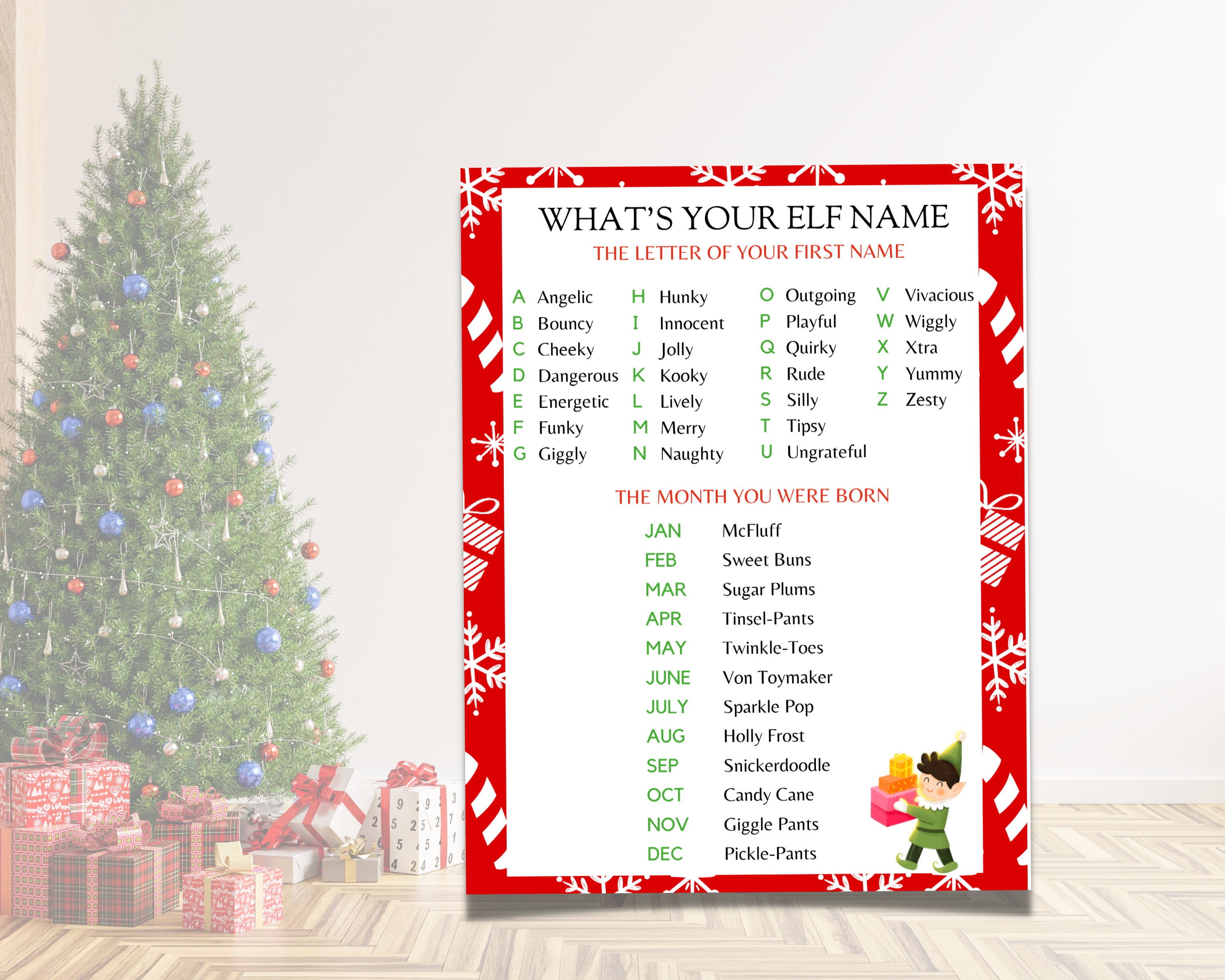 What's Your Elf Name Printable Game, Elf Name Game, Christmas Elves ...