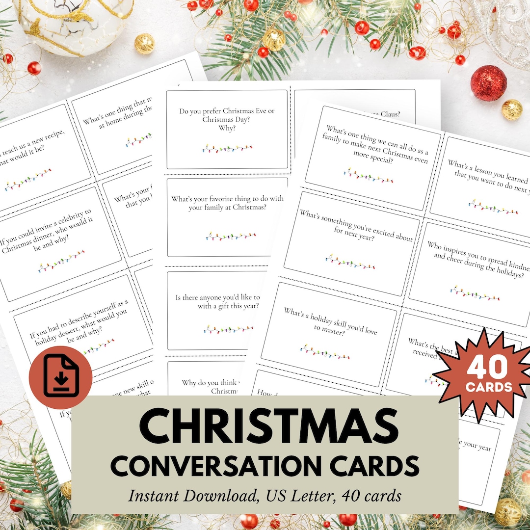 Christmas Conversation Starters, Fun Family Activity Cards, Holiday ...